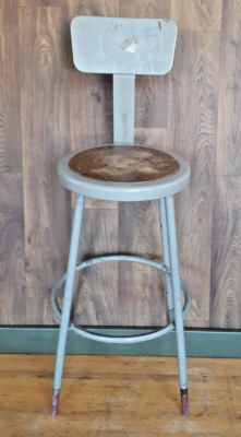 Vintage Industrial Factory Stools adjustable & removable Back | eBay
