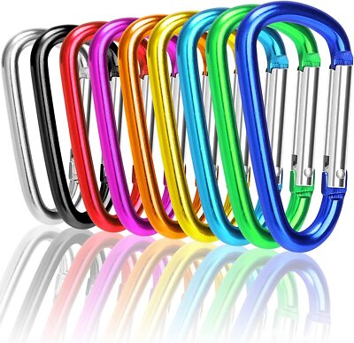 50/100x 2"/3" Aluminum Carabiner D Shape Spring Clip Key Hook Keychain ...
