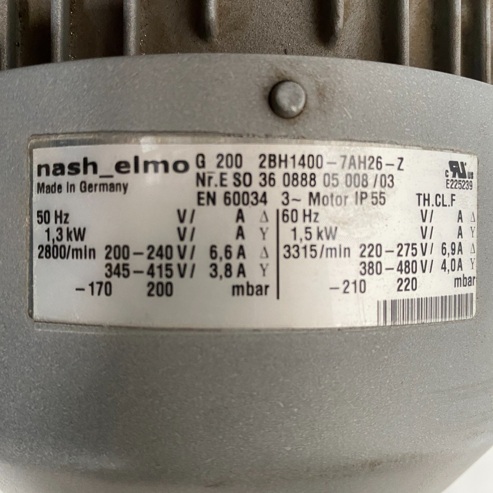 Nash ELMO G200 2BH1400-7AH26-Z Blower fan vacuum side channel ...