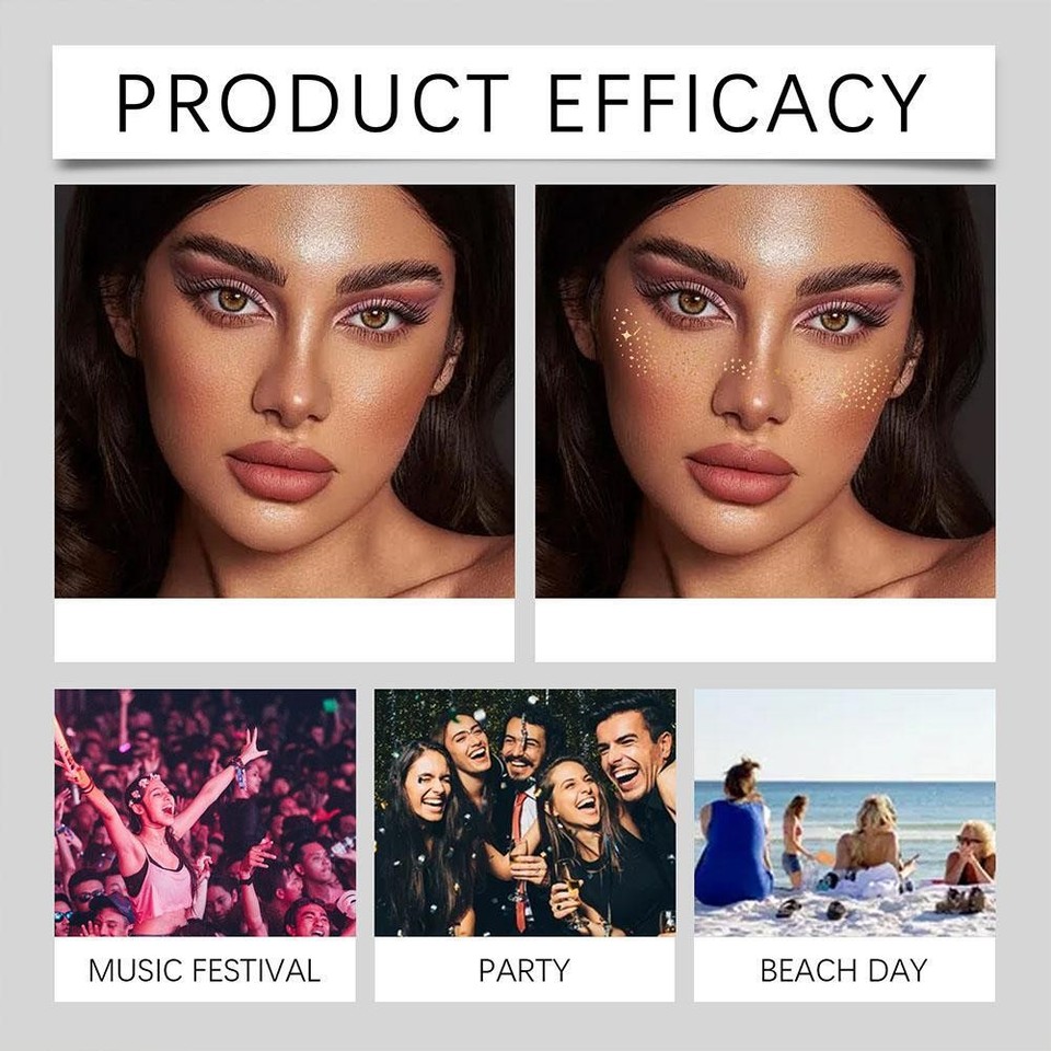 6Pc Makeup Patch - Gold Glitter Freckles Face Tattoo Freckle Face Patch ...