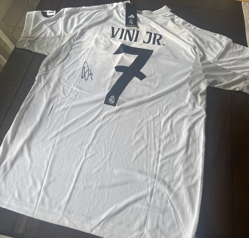 Autographed/Signed Vini Vinicius Jr. Real Madrid White Soccer Jersey ...