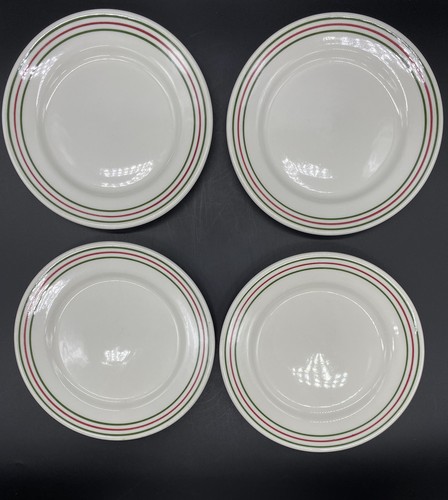 4 Vintage 1951 Iroquois China Restaurant 7" Salad Plates Red Green ...
