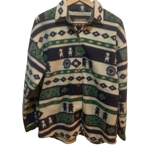 Vintage flannel shacket jacket warm shirt oversized with Aztec pattern ...