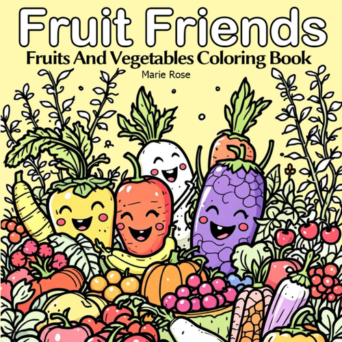 Fruit Friends: Fruits and Vegetables Coloring Book for Adults,Teens ...