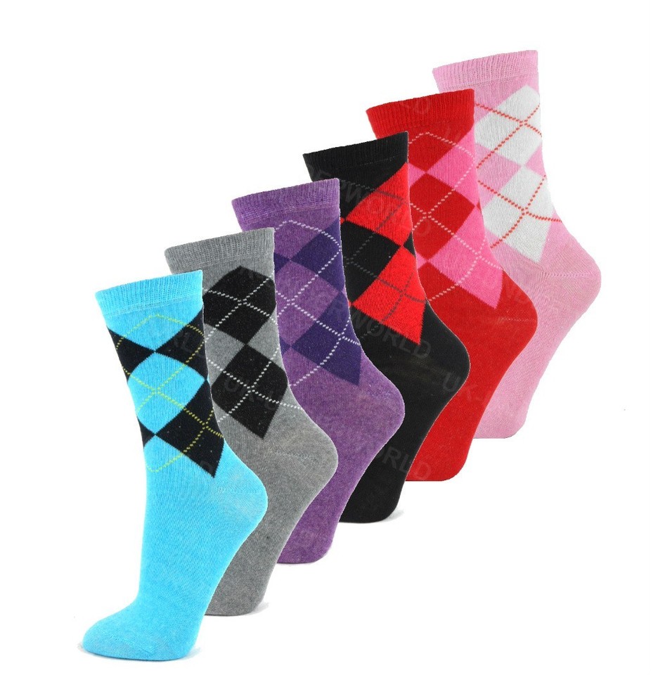 Ladies Womens Coloured Design Socks Cotton Blend Designer Adults 6 ...