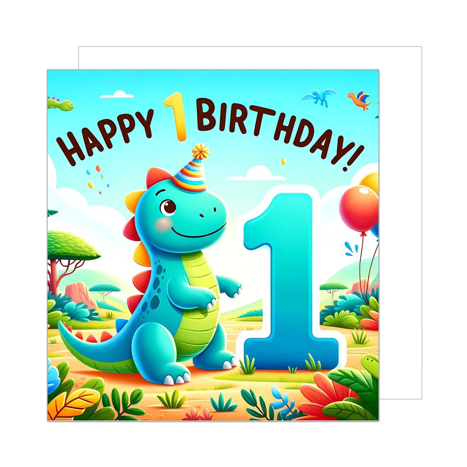 Premium Square 1st Birthday Card with Envelope. Greeting with Saying ...