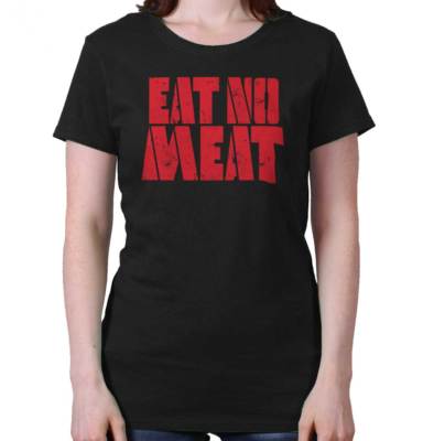 Vintage Distressed Vegan Eat No Meat Protest Womens Top Junior Graphic ...