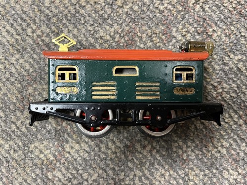 + Ives Prewar O Gauge Tinplate 3258 Green & Orange Electric Locomotive ...