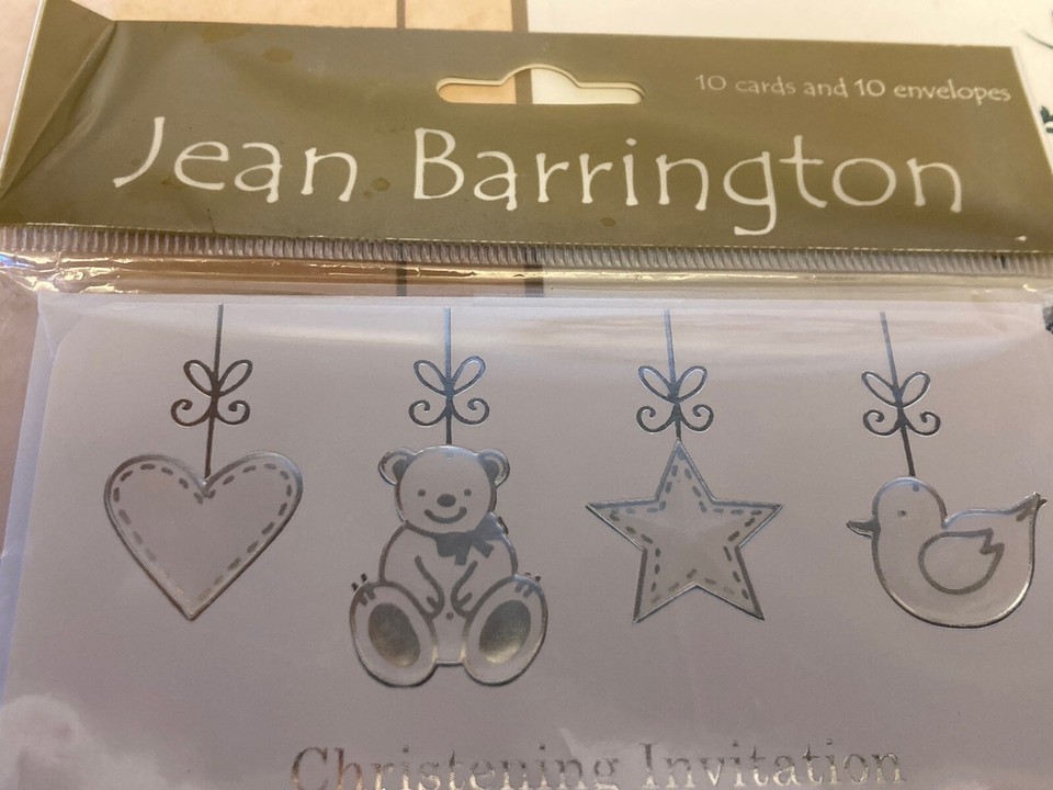 10 Card and Envelope Christening Invitations by Jean Barrington - Teddy ...