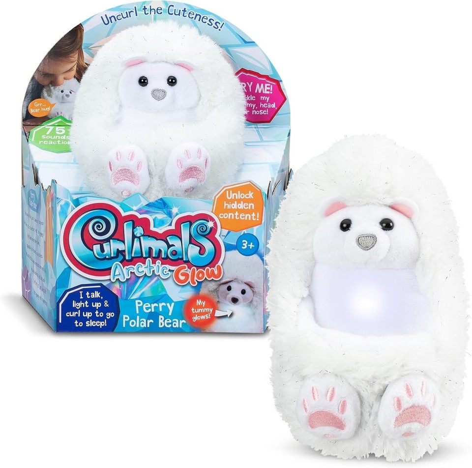 Curlimals Arctic Glow Mechanical Talking Perry Polar Bear -75 Sounds ...