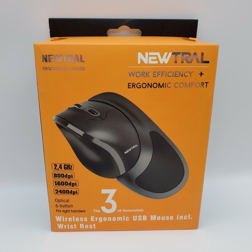 NEWTRAL 3 Mouse Medium Black Ergonomic Right Handed 6-Button Wireless 2 ...