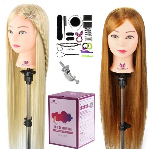 Blonde Brown Hair Training Head Hairdressing Salon Practice Mannequin ...