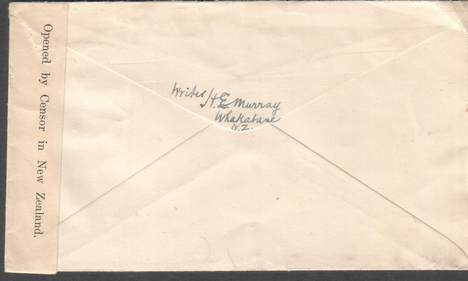 New Zealand 1942 WWII censor cover H E Murray Whakatane to St Louis MO ...