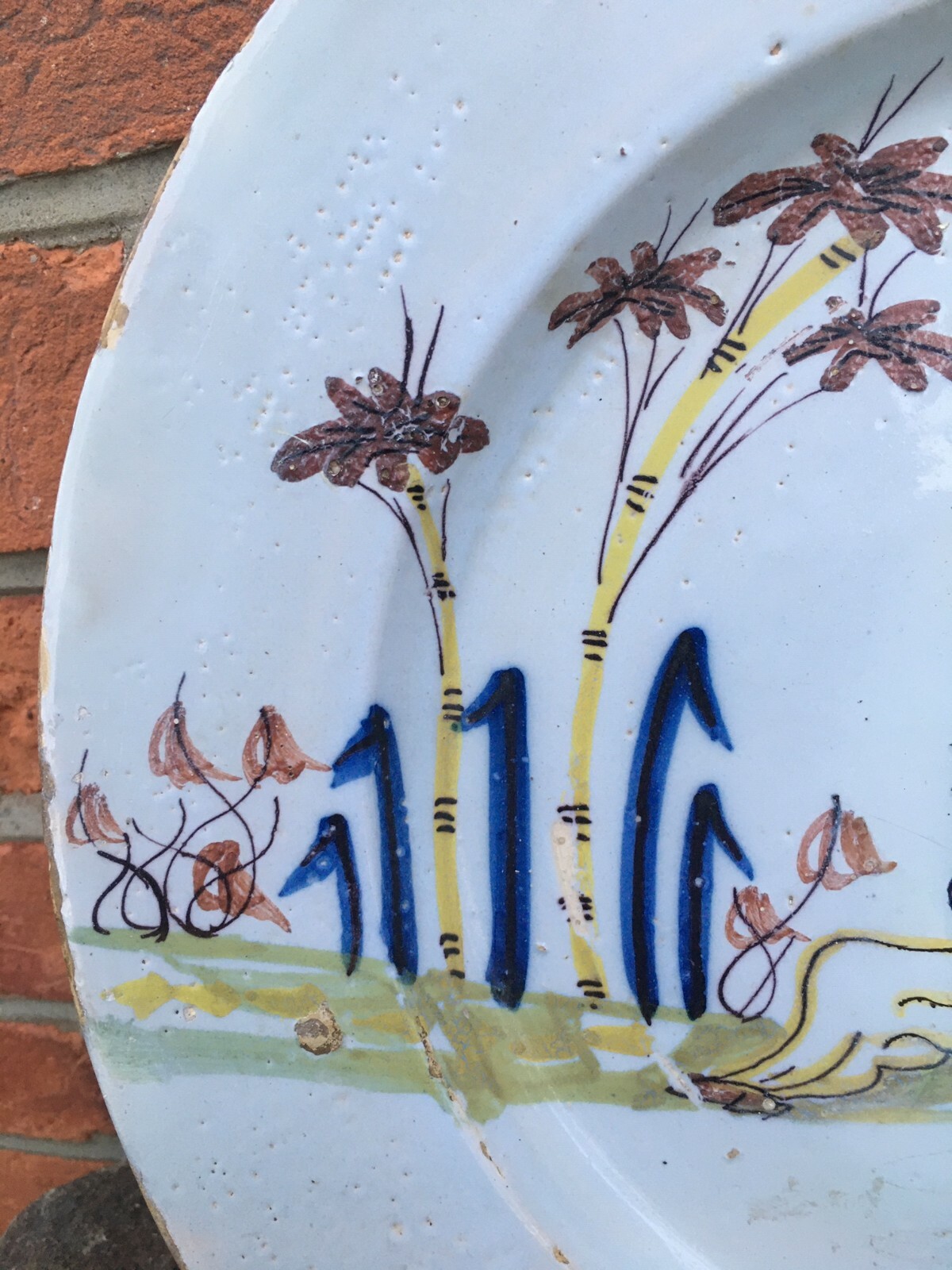 RARE ENGLISH DELFT CHARGER 1740 DELFTWARE TIN GLAZE FAIENCE 18TH ...