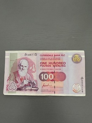 Clydesdale Bank One Hundred Pound Note £100 | eBay UK