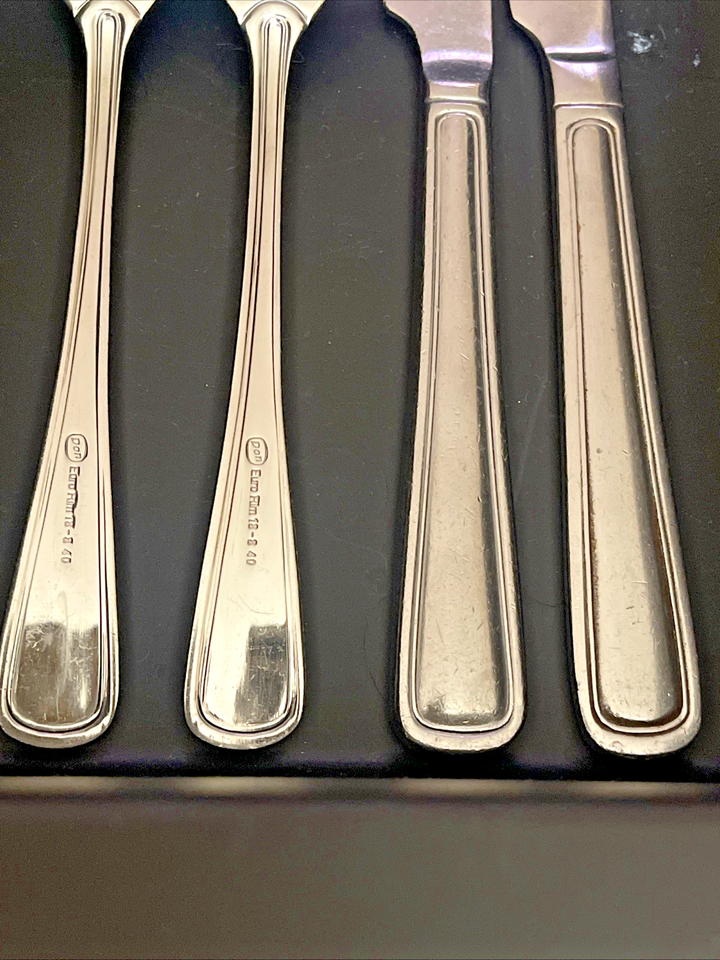 6 Piece Edward Don Euro Rim 18-8 Flatware Stainless Japan Knife Fork ...