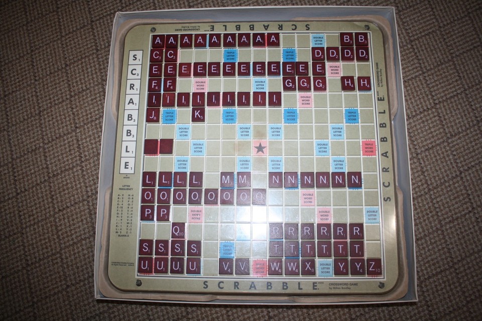 Scrabble Deluxe Edition Crossword Game with Turntable Base Red Tiles ...