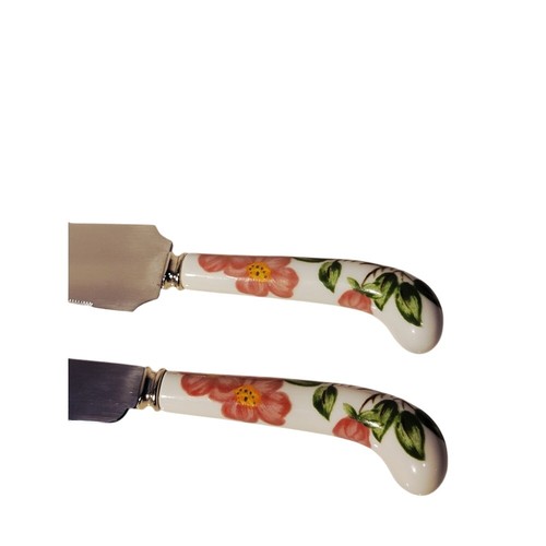 VTG Sheffield Knives Set of 2 Floral Prill England Stainless Porcelain ...
