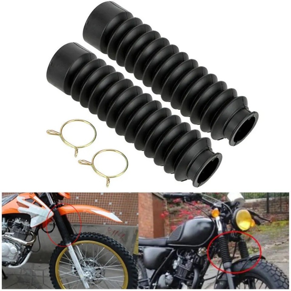 2x Motorcycle Rubber Front Fork Gaiters Dust Cover Gator Boot For ...