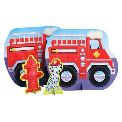 Fire Truck Centerpiece Cardboard Party Table Decoration W/Dalmation ...
