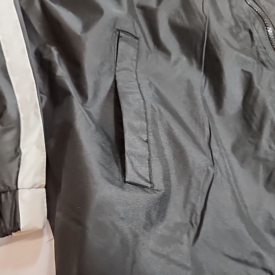 Kenpo Black w/ White Stripe Hooded Varsity Windbreaker Jacket - Size ...