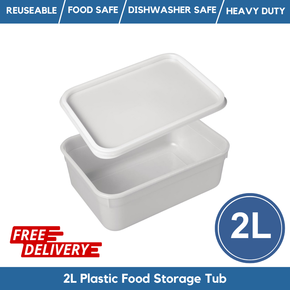 1L, 2L & 4L Rectangular Food Storage Container / Ice Cream Tub ...