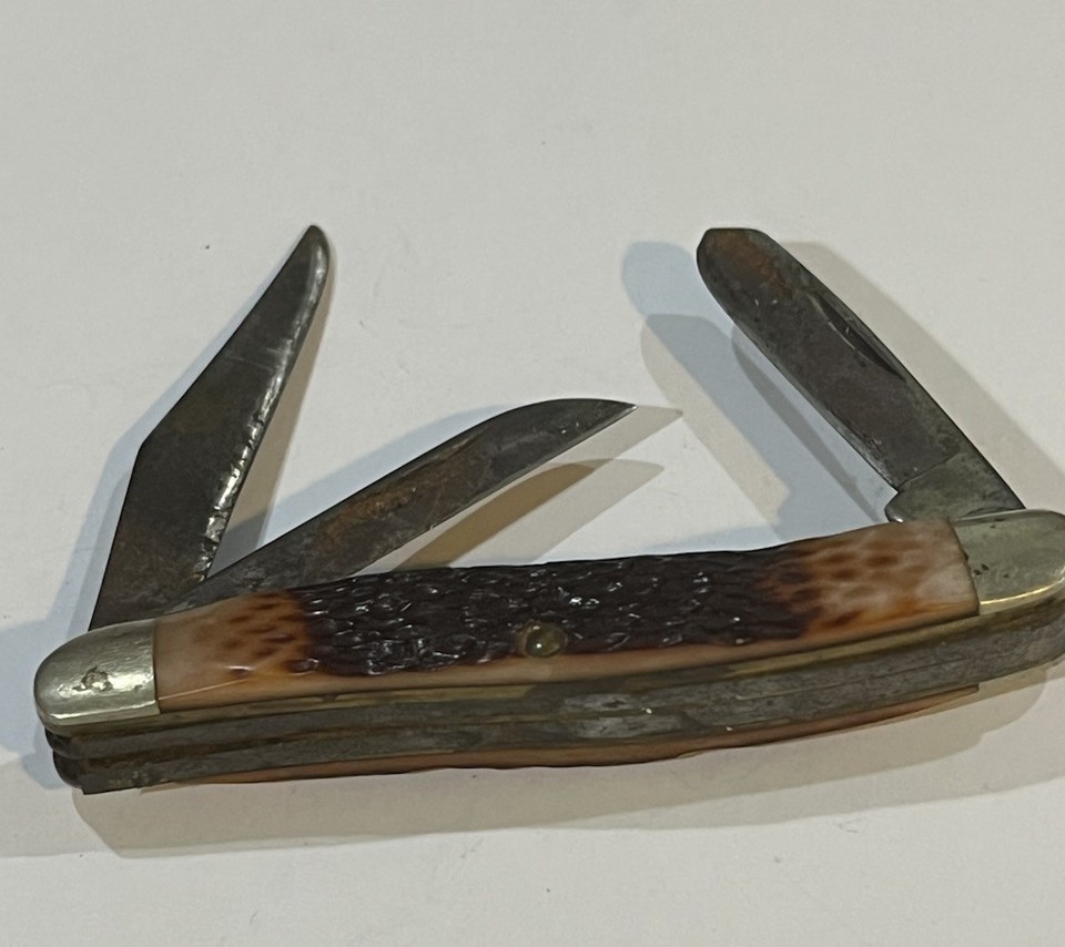 Kabar USA 1081 Stockman Knife, Jig Brown Delrin Handles Pocket Knife | eBay