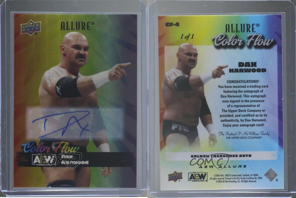 2024 Upper Deck Allure AEW Color Flow Golden Treasures 1/1 Dax Harwood ...
