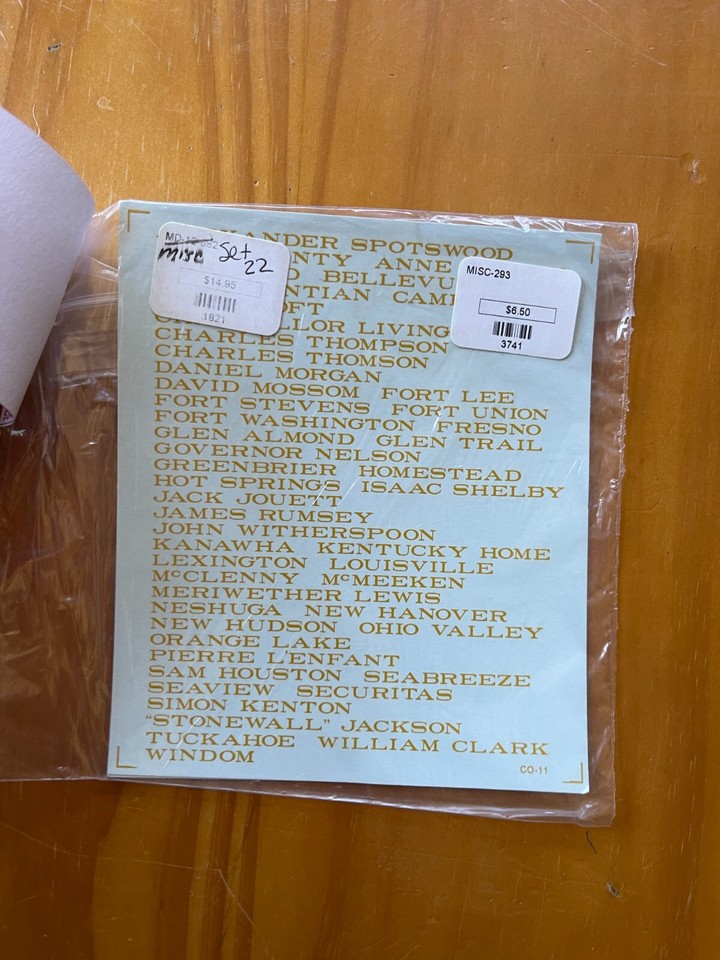 Decals, Pullman Car Names, Imitation Gold, O Scale Set #22 Model Trains ...