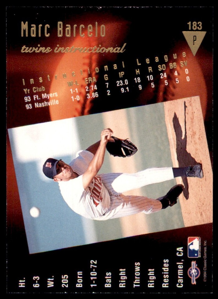 1994 Classic Best Gold Marc Barcelo Twins Instructional #183 1101 | eBay
