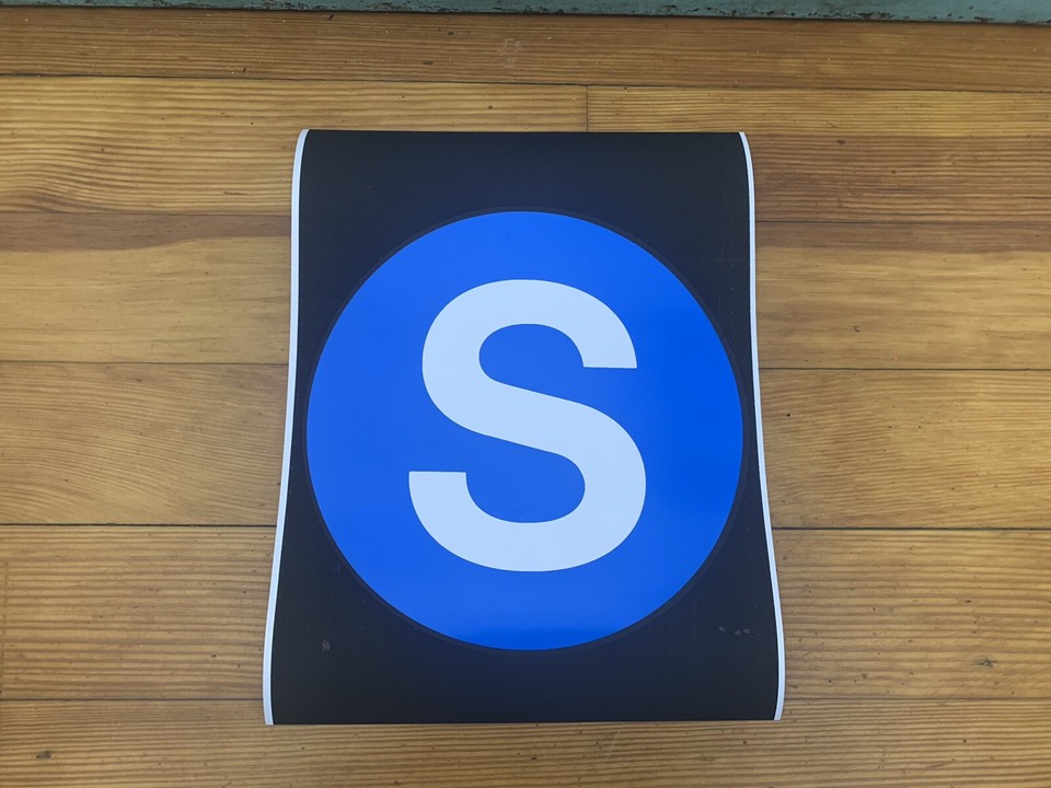 NY NYC SUBWAY SMALL 9" ROLL SIGN R40 SIDE NYCTA 2001 BLUE S INITIAL ...
