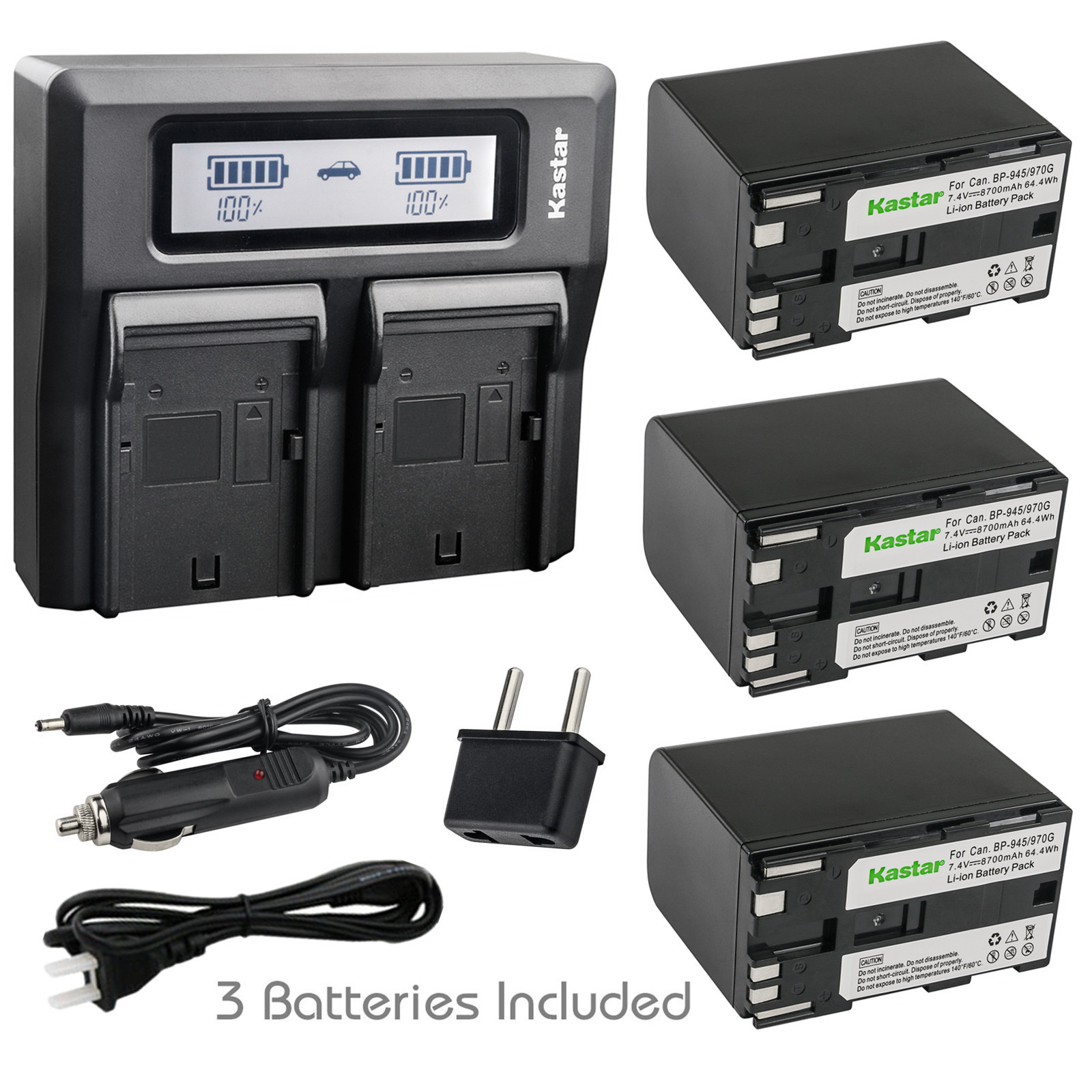 Kastar Battery Dual LCD Fast Charger for Canon BP-970G & Canon GL1 GL-1 ...