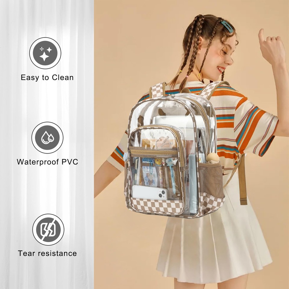 Clear Backpack for School Girls Boys, Heavy Duty Transparent Backpack ...
