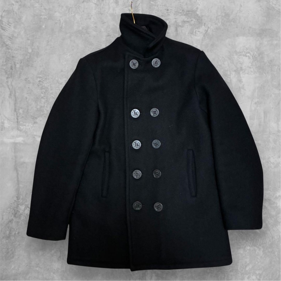 Schott Peacoat 740 Quilted Lining Melton Wool Double Black XL USA | eBay