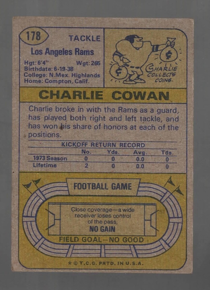 1974 Topps #178 Charlie Cowan Excellent | eBay