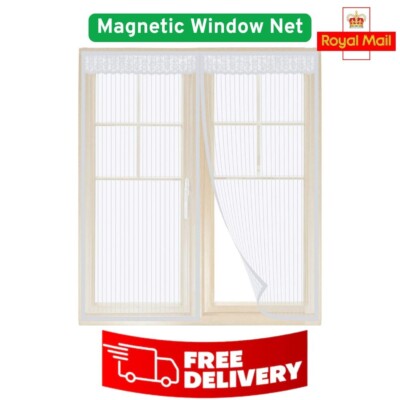 Magnetic Window Screen Net Mesh Fly Insect White Bug Moth Door Netting ...