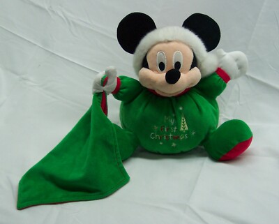Disney Store BABY "MY FIRST CHRISTMAS" MICKEY MOUSE 9" Plush Stuffed ...
