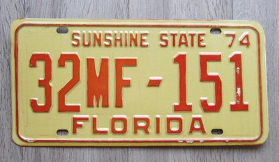 1974 Florida License Plate Franchise Dealer Tag 32MF-151 Indian River ...