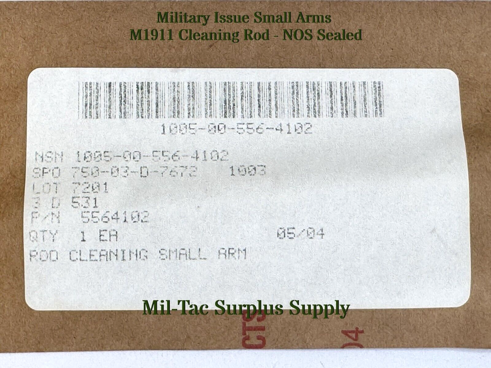 Military Issue Small Arms M1911 Cleaning Rod - NOS Sealed | eBay