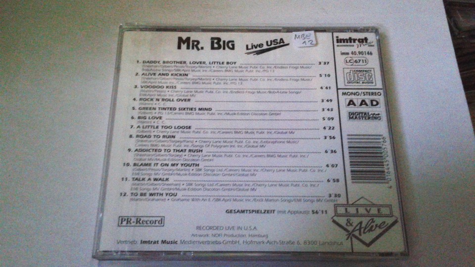 Mr.Big " Live USA " CD 12 Tracks | eBay