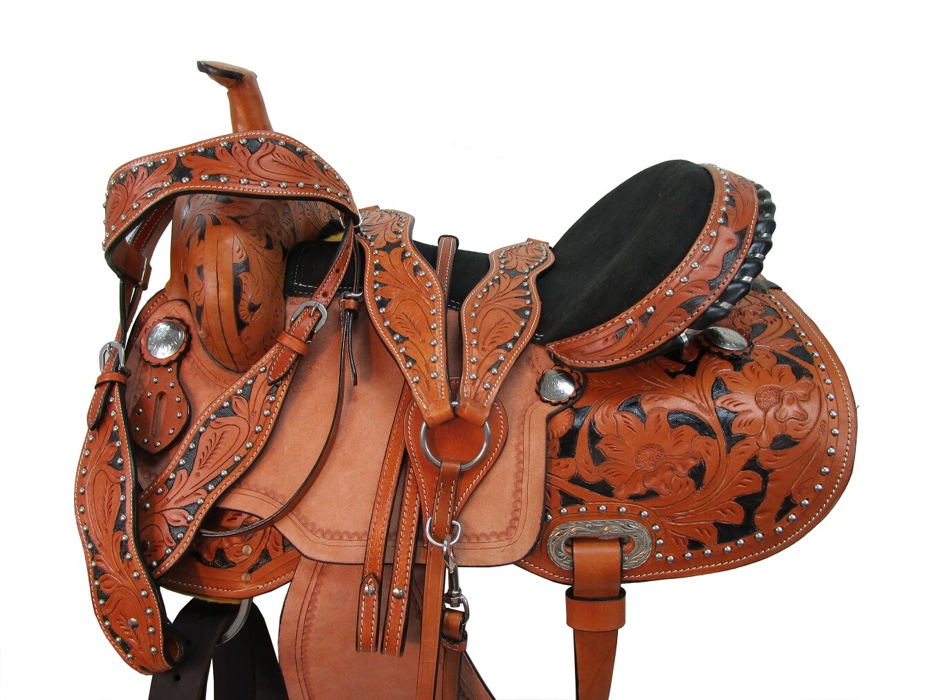 WESTERN SADDLE BARREL RACING PLEASURE TRAIL USED LEATHER HORSE TACK SET ...