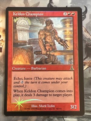 1x Foil Keldon Champion Urza's Destiny LP Miscut MTG Magic the ...