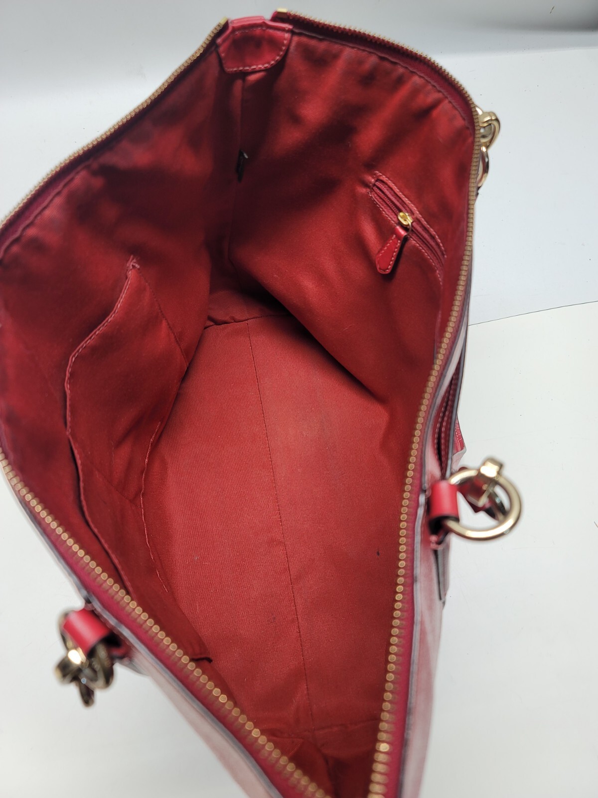 Coach Ava Crossgrain Leather Top Zip Tote Bag Red F31970 Shoulder ...