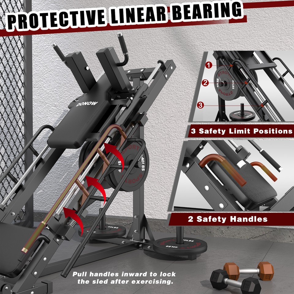 Leg Press Hack Squat Machine Combo Adjustable Leg Exercise Machine for ...