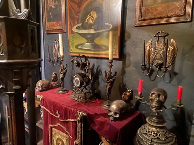 Antique Devil Satanic Occult Clock Skulls Memento Mori Oddities Gothic ...