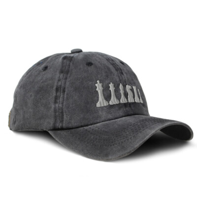 Washed Cotton Baseball Cap Chess Set White Chess Cotton Dad Hats for ...