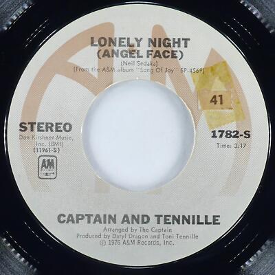 CAPTAIN & TENNILLE Lonely Night (Angel Face) A&M 1782-S EX 45rpm 7 ...