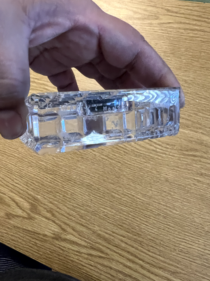 Waterford Clock Small Desk Shelf Vintage Old Clear Crystal Block Square ...