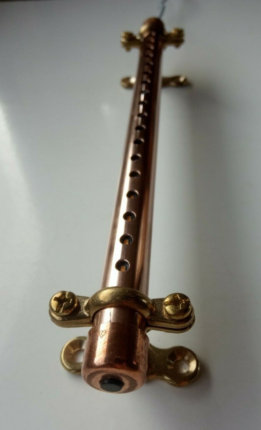 Copper pipe light led long 12V / Mains, with switch and brass mounting ...