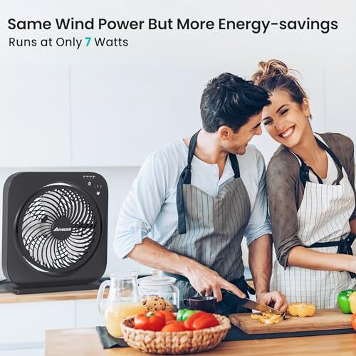 Table Fan 12 inch Box Fan with 3 Adjustable Speeds & 8HRS Timer 60 ...